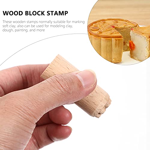 EXCEART Wooden Clay Stamp 7Pcs Column Wood Clay Stamps Hand Carved Stamps DIY Pottery Printing Blocks with Mixed Patterns