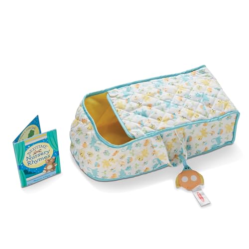 Melissa & Doug Mine to Love Bassinet Play Set Portable Carrier for Dolls with Crinkle Toy, for 3+ years, Nursery Rhyme Book