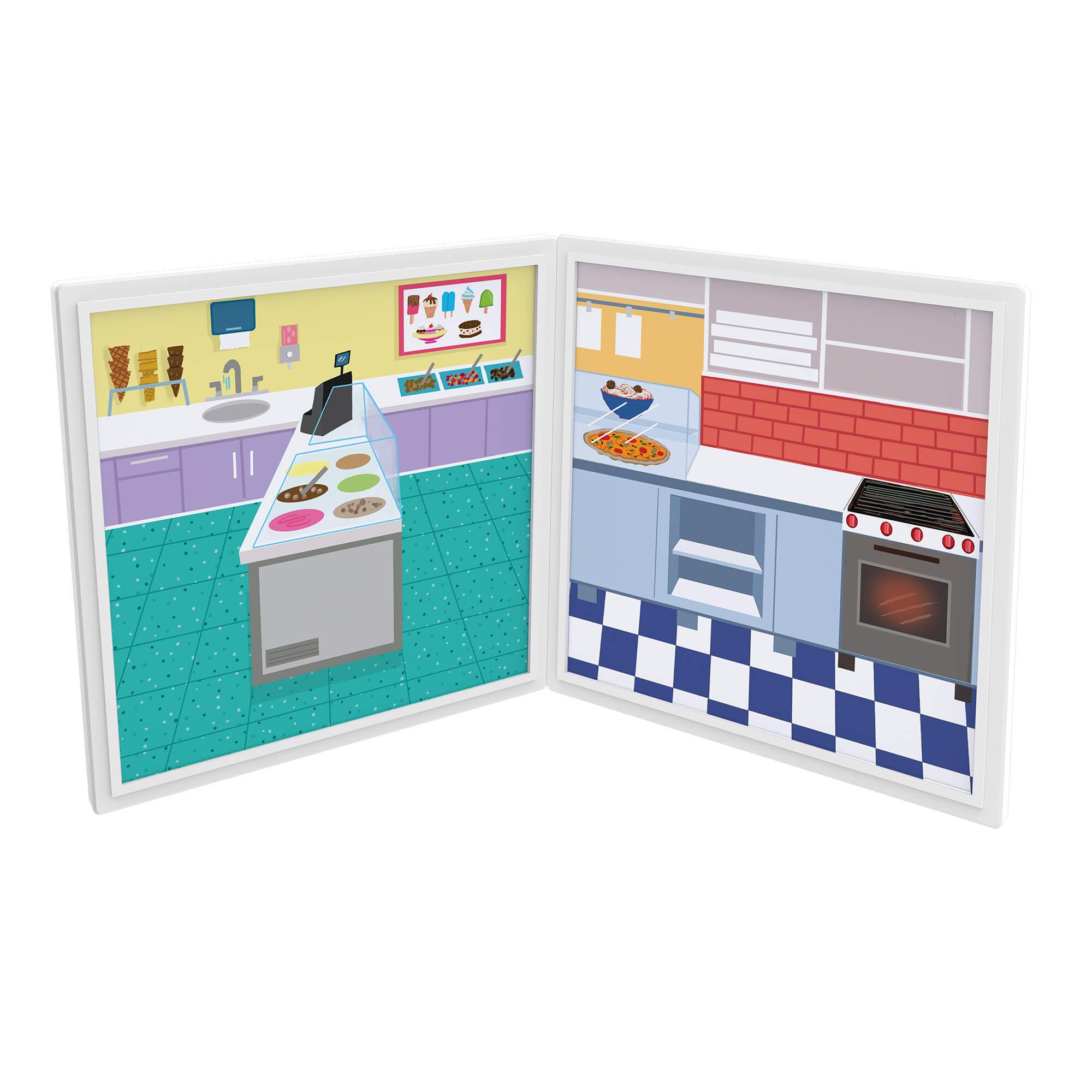 Melissa & Doug Magnetivity Magnetic Tiles Building Play Set – Pizza & Ice Cream Shop