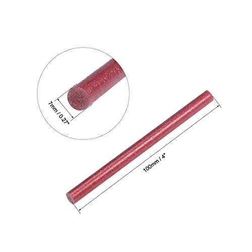uxcell Mini Hot Glue Gun Sticks 4-inch x 0.27-inch for Glue Guns, Glitter Red 16pcs