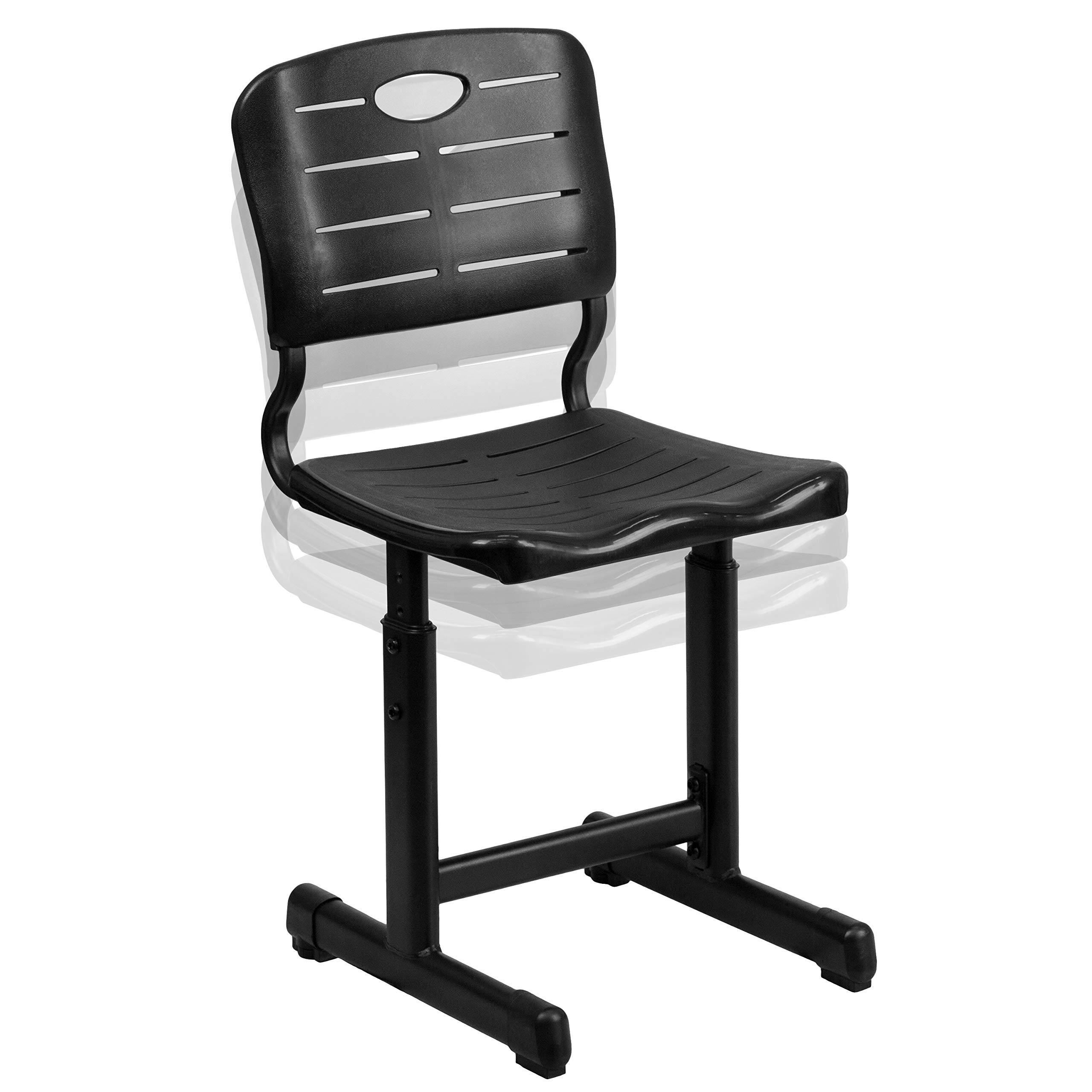 EMMA + OLIVER Adjustable Height Black Student Chair with Black Pedestal Frame