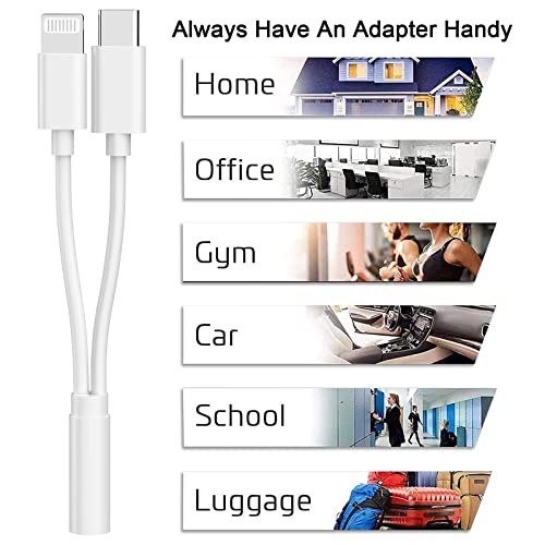 Lightning to 3.5 mm Headphone Jack Adapter,[Apple MFi Certified] iPhone Headphones Aux Audio Dongle+USB Type C to 3.5 mm Jack Female Adapter for iPhone 14 13 Pro Max 12 11 XS XR X 8 7 Samsung S23 S22