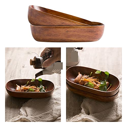 GEEKLLS Breakfast Tray Wooden Dried Fruit Dish Solid Wood Tableware Food Serving Tray Set Teak Wood Spoon Solid Wood