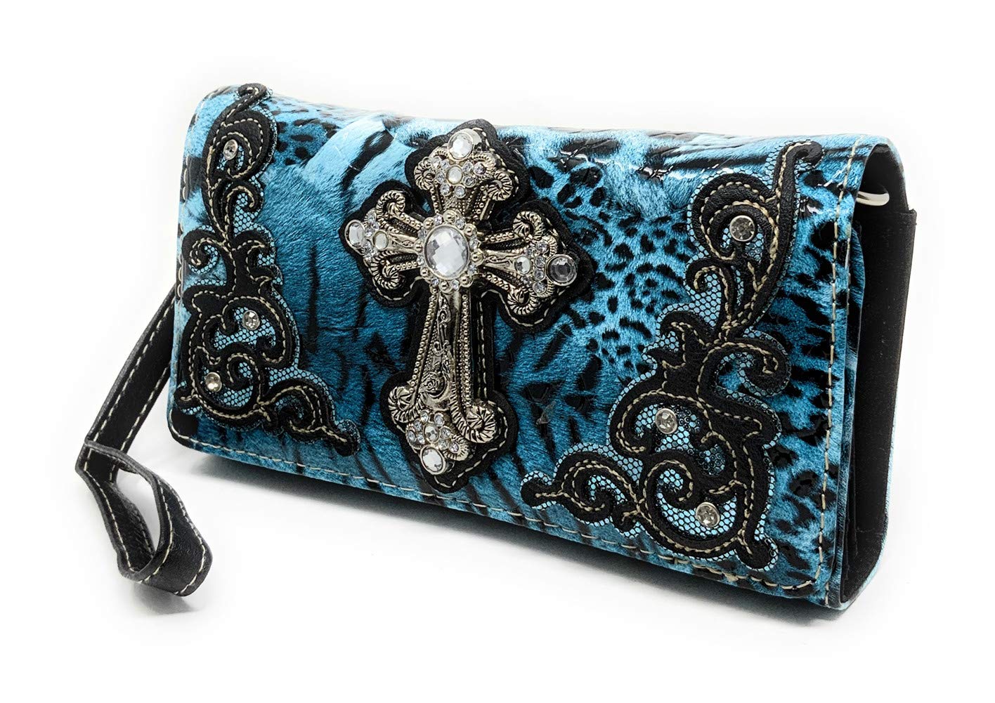 Premium Rhinestone Cross Buckle Leopard Concealed Carry Handbag with Matching Wallets in 2 colors (Pink buckle wallet only)