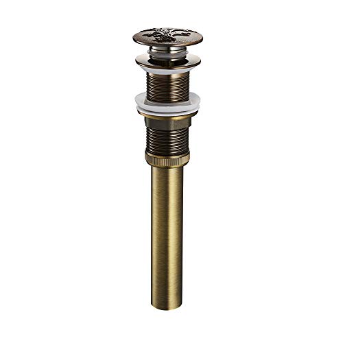 Engraved Antique Brass Pop Up Bathroom Sink Drain Strainer Stopper no Overflow Hole Kitchen Basin Sink Bottle Trap Drainer