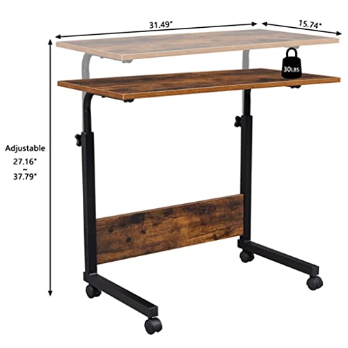 CZDYUF Computer Desk Laptop Desk Rolling & Height Adjustable P2 15MM Chipboard & Steel Side Table with Baffle