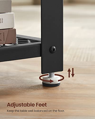 VASAGLE Side Table, 2-Tier Nightstand, End Table with Mesh Shelf, Steel Frame, Adjustable Feet, for Living Room, Bedroom, Industrial Style, Rustic Brown and Black ULET41X