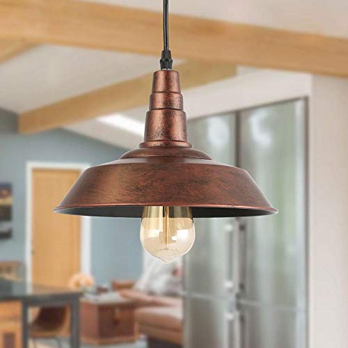LNC Pendant Lighting for Kitchen Island Farmhouse Bran Hanging Fixtures with Rustic Finish Fit in Bedroom, Foyer, Hallway, 10.2”W*7”H, A0190702, Brown
