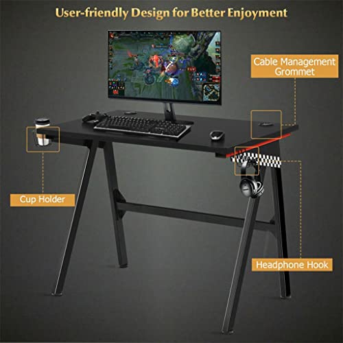 CZDYUF Computer Desk Home Office Computer Desk with Cup Holder and Headphone Hook Office Desk