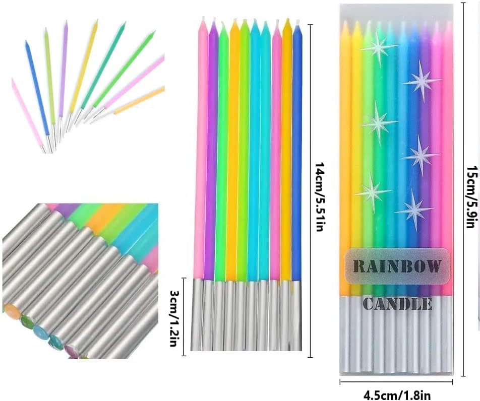 Cwise-100 Count Rainbow Birthday Candles -Long Thin Cake Candles - Giant Pack Colorful Pencil Candles Birthday Candle - Birthday, Celebration, Wedding. Cake Decorations (100 PCS)