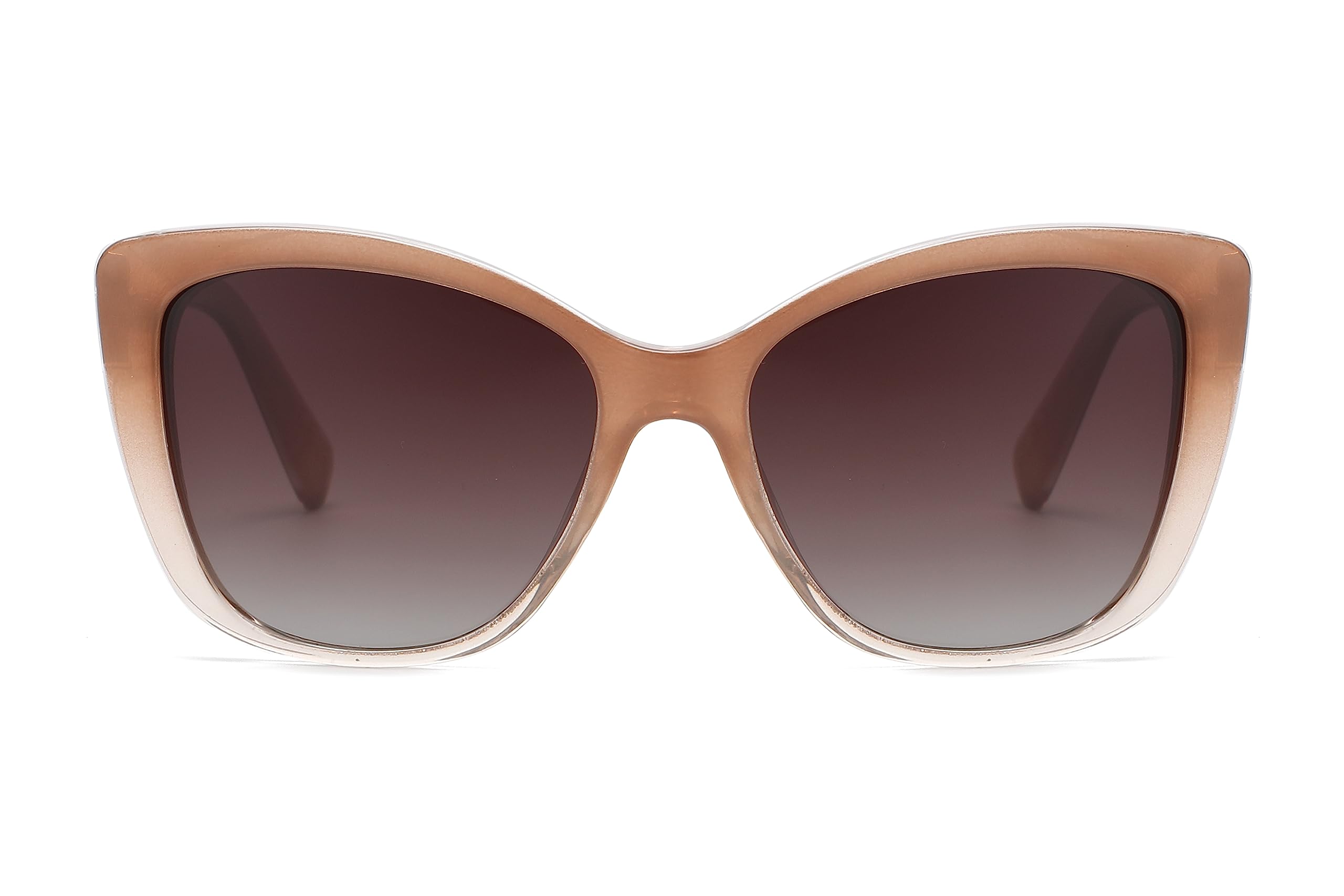 Be One Women Cat Eye Fashion Polarized Sunglasses - UV400 Classic Retro C4 (Amber Tortoise + Brown Gradient)