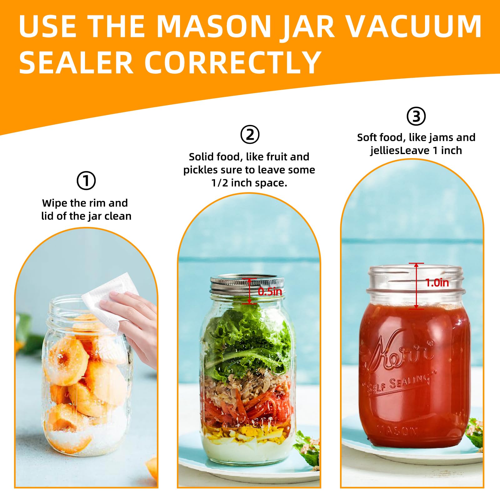 Electric Mason Jar Vacuum Sealer Kit for Wide Mouth and Regular Mouth Mason Jars,for Food Storage and Fermentation
