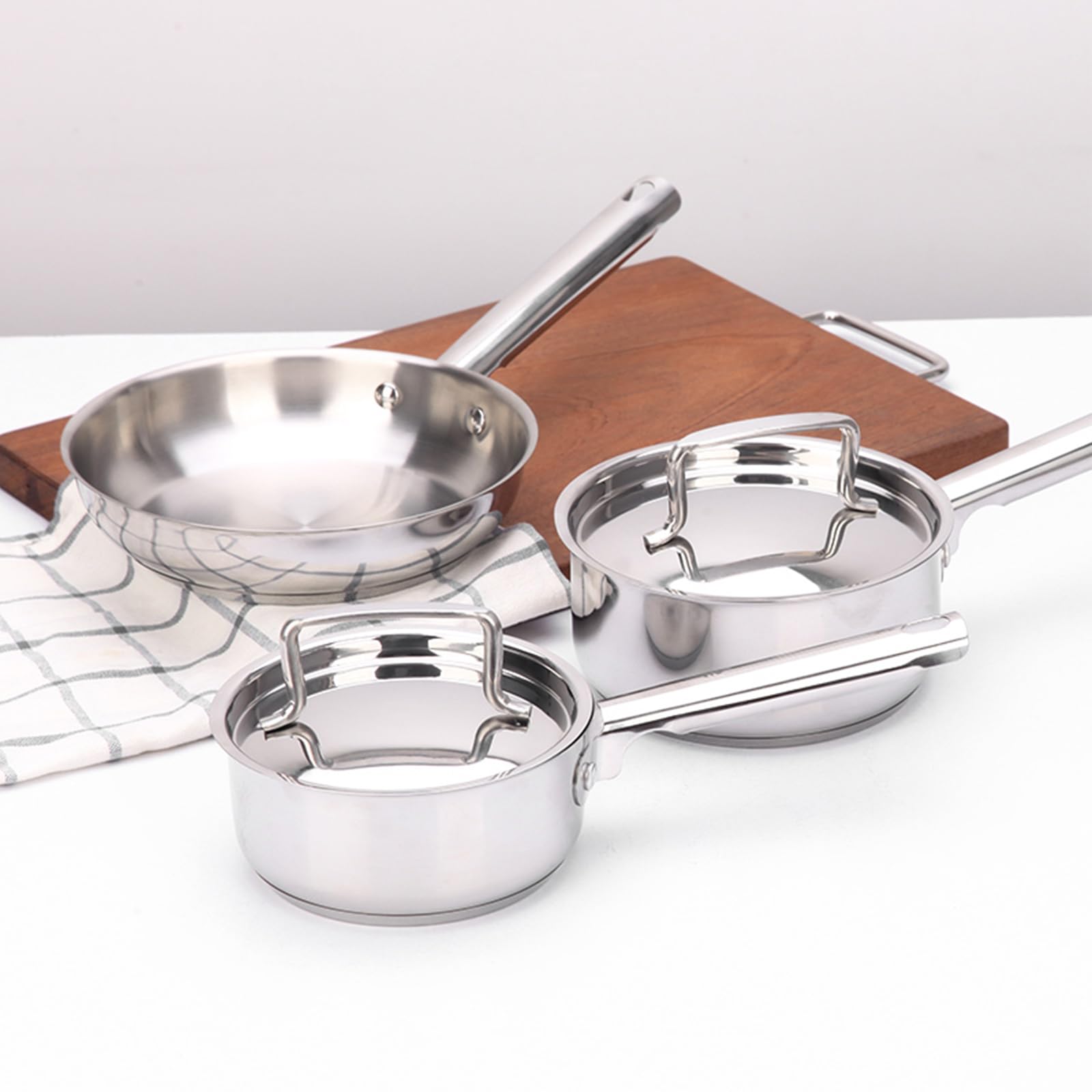 Daddynme Tri-Ply Stainless Steel 8inch Small Frying Pan, Chef's Pans Oven safe induction kitchen skillet,Suitable for All Stove