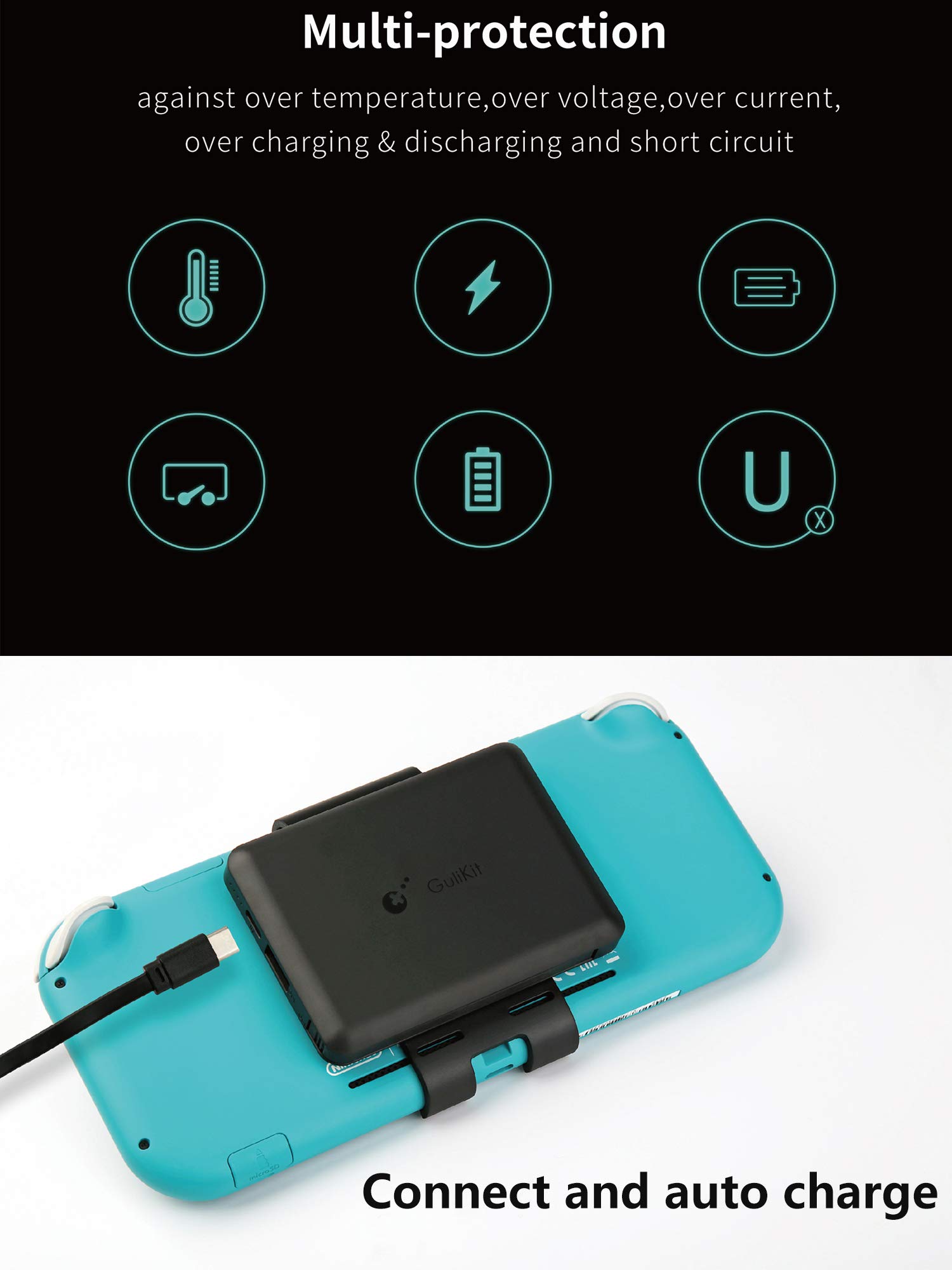 Power Bank for Switch Lite,5000mAh Rechargeable Extended Portable Battery Charger, Compact Travel Backup Power Pack for Switch Lite
