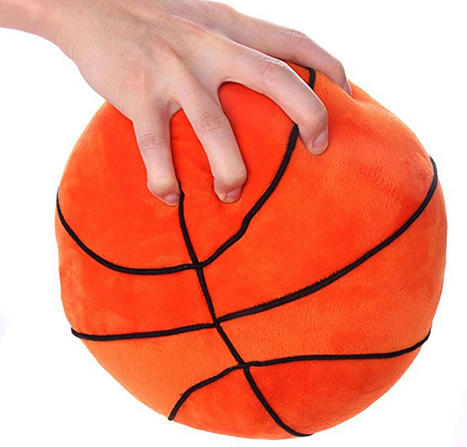 CASAGOOD 10 Inch Fluffy Round Basketball Hugging Pillow Stuffed Basketball Plush Toy Soft Plushies Basketball Throw Pillows Kids' First Basketballs Plush Toys Gift for Kids Or Baby