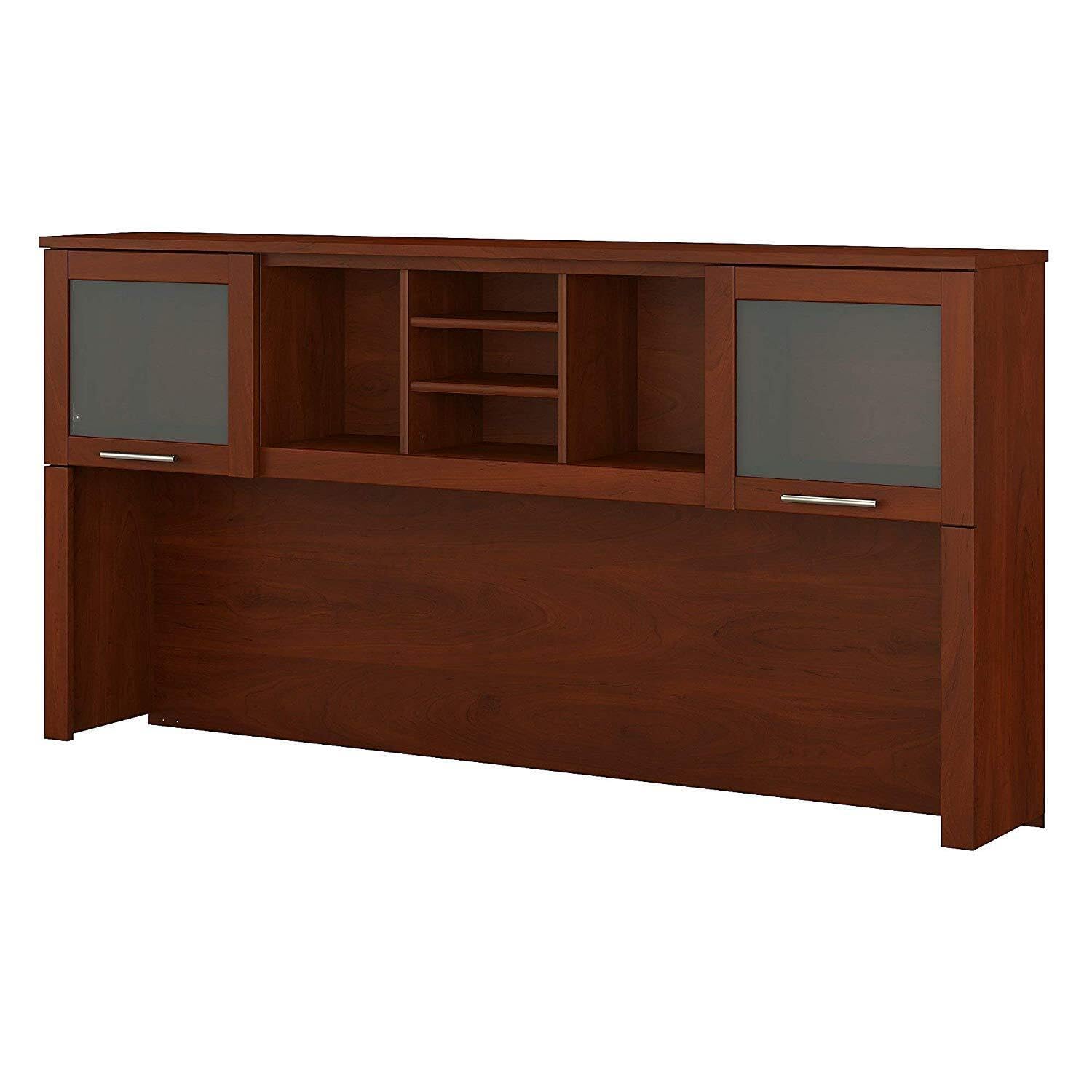 Bush Furniture Somerset 72W Desk Hutch in Hansen Cherry, Attachment with Shelves and Cabinets for Home Office