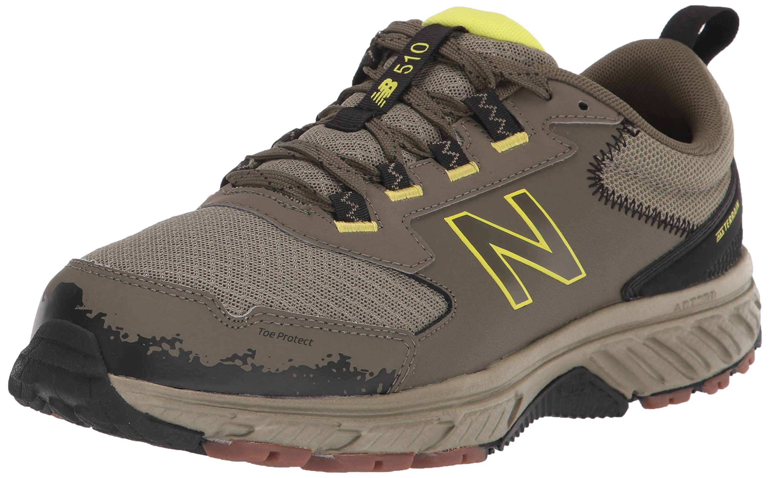New Balance Men's 510 V5 Trail Running Shoe, Camo Green/Black/Yellow, 13