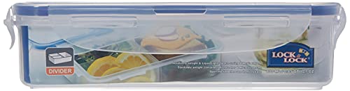 LocknLock Easy Essentials On The Go Meal Prep Lunch Box, Airtight Containers with Lid, BPA Free, Rectangle (3 Section) -27 oz, Clear