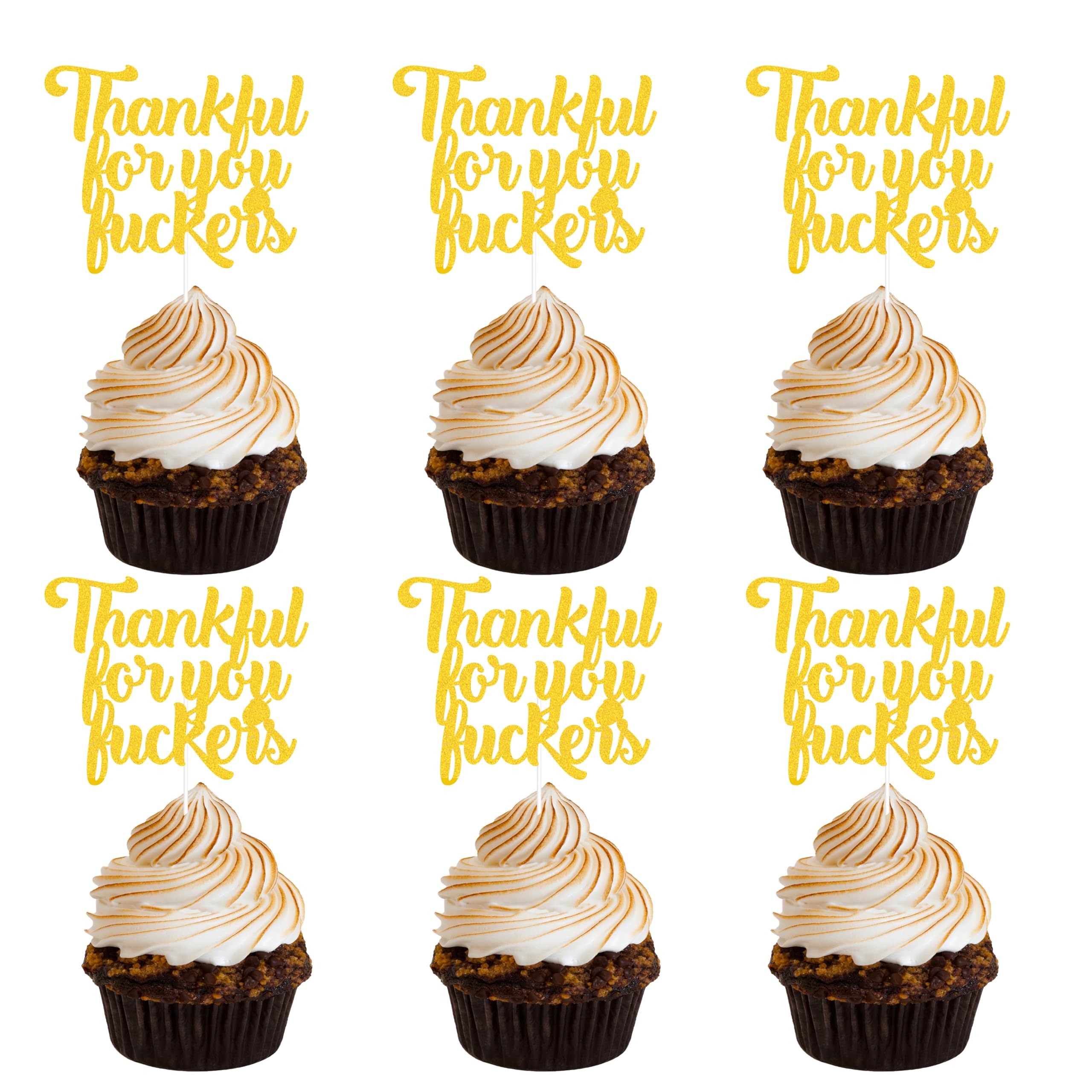 Friendsgiving Cupcake Toppers, Happy Friendsgiving Party Decorations, Thankful Cake Topper, Thanksgiving Party Decorations, TFYFXCP Thanksgiving Cupcake Toppers for Friendsgiving Decorations, 30Pcs