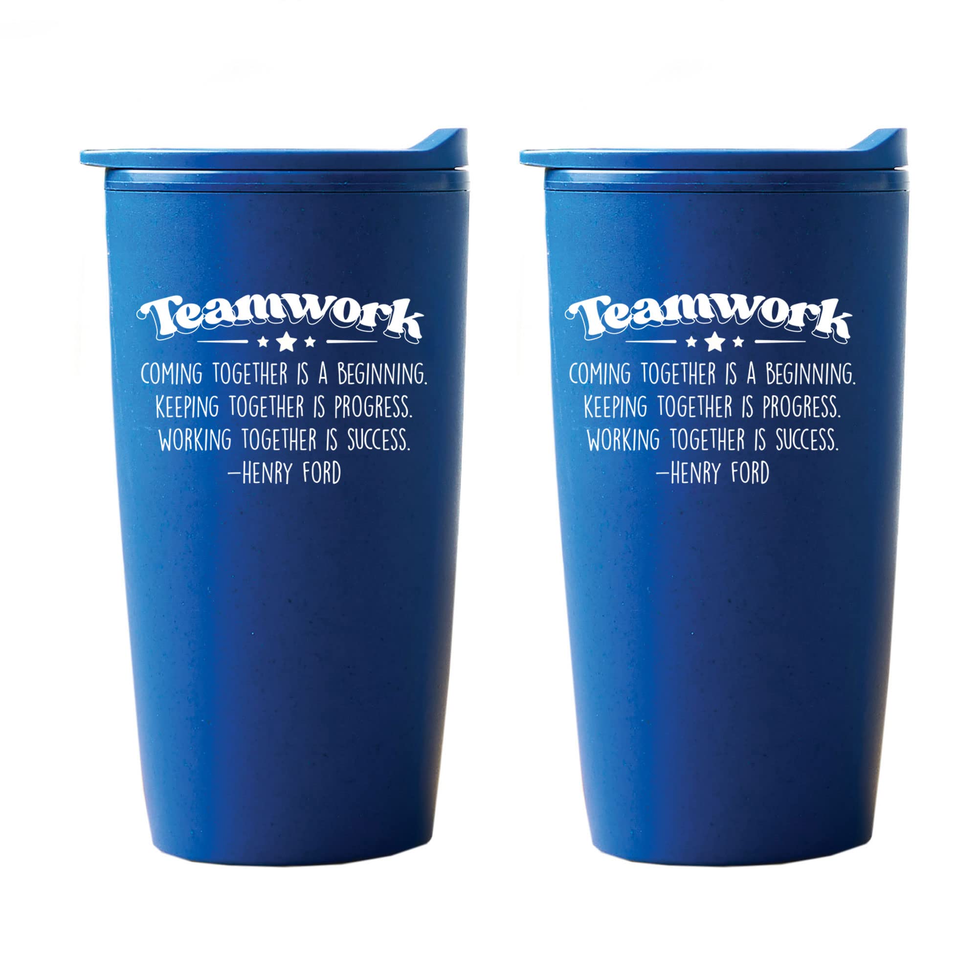 Cheersville 2 Pack of 20 oz. Blue Wheat Straw Tumblers - Thank You Gift - Eco-Friendly Gift for Employee Teamwork Appreciation Lightweight Sustainable