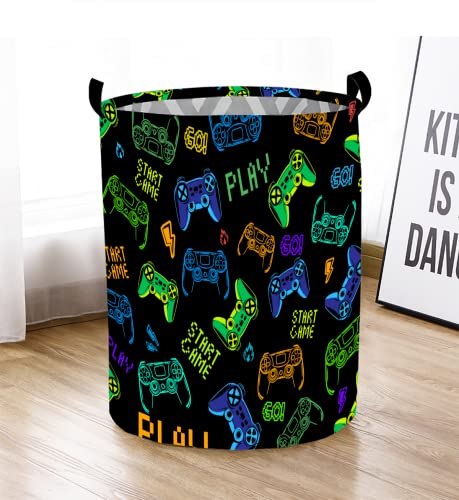 Game Controller Gaming Laundry Basket Boys Hamper Bag Dirty Clothes Storage Basket Waterproof Foldable Collapsible Organizer Gamer Room Decor For Bedroom Boys Room Bathroom Dorm