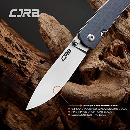 CJRB Folding Pocket Knife Ria(J1917), Small Tactical Knife with 0.1β 12C27 Blade and Micarta Handle for EDC Outdoor, Camping, Survival, Hunting, Fishing,Blue