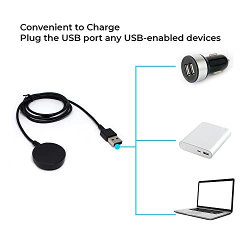 Compatible Samsung Watch Charger for Galaxy Watch 4, Galaxy Watch 3, Samsung Smart Watch Active 2 by ElloGear - USB Wireless Charging Dock Replacement Adapter Stand Classic Charge - Black