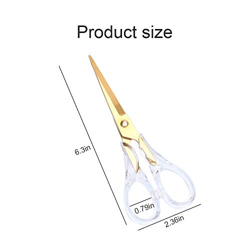 Koqye Multipurpose Scissors Acrylic Stainless Steel 6.3" Scissors Stylish Sharp Shears for Fabric Craft Supplies (Gold)