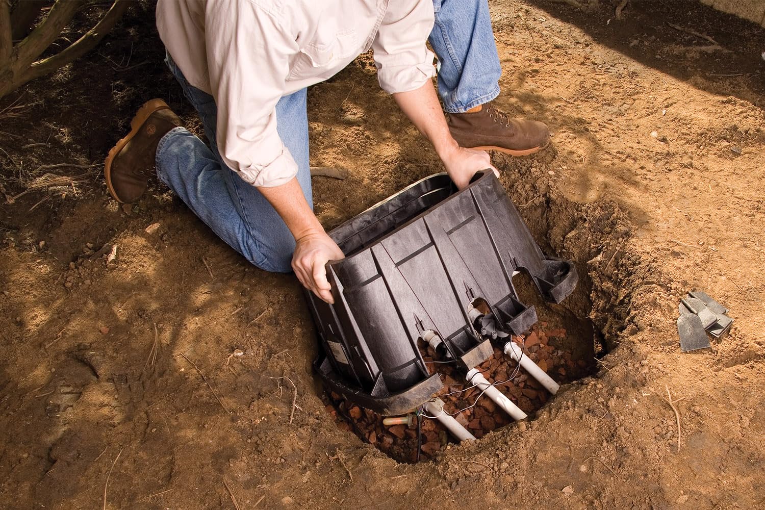 Rain Bird VBREC12 Rectangular Sprinkler Valve Box, Black with Green Lid, 12" High