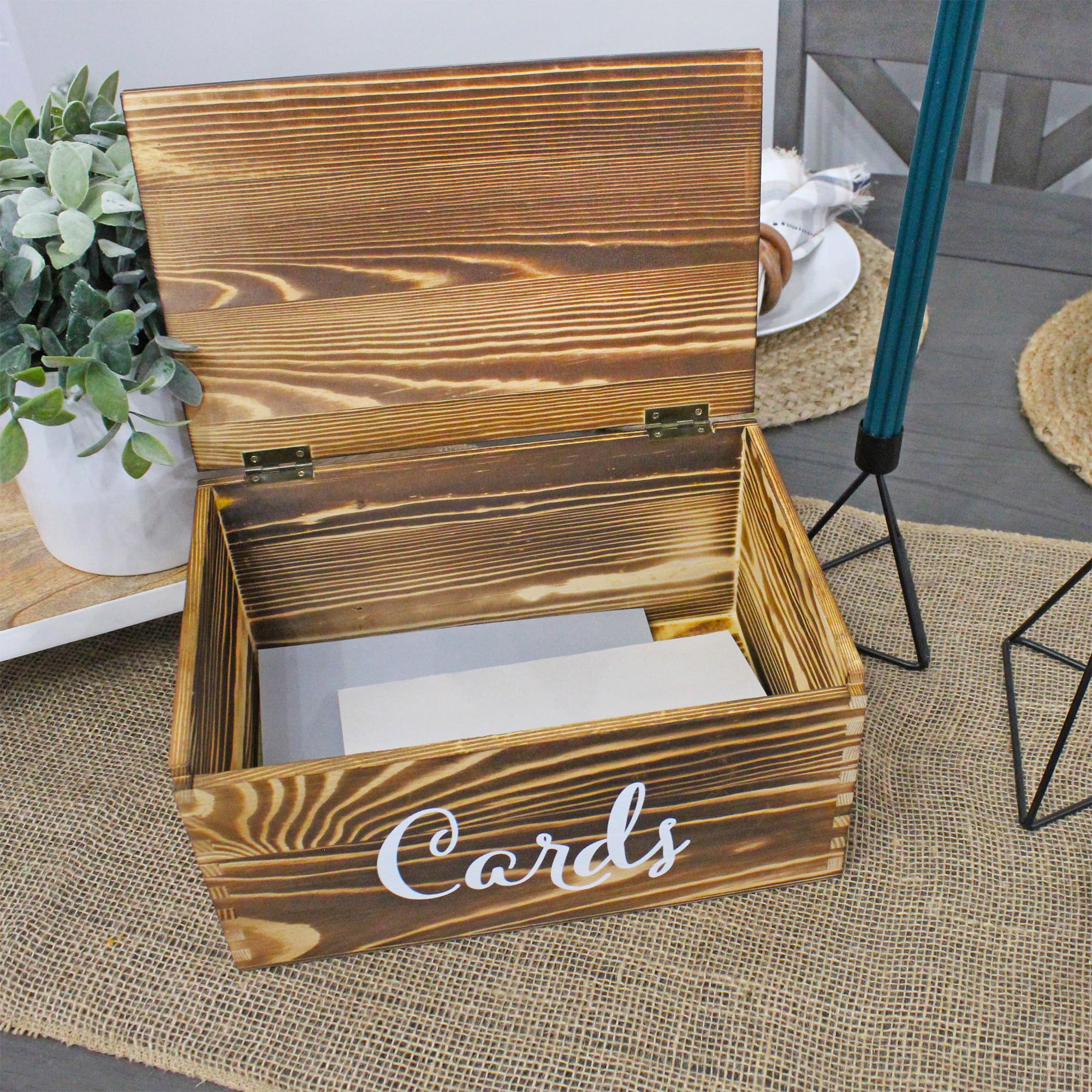 Darware Wooden Wedding Card Box for Receptions (Brown), Rustic Farmhouse Decorative Card Receiving Box for Birthdays, Showers, Graduations and More