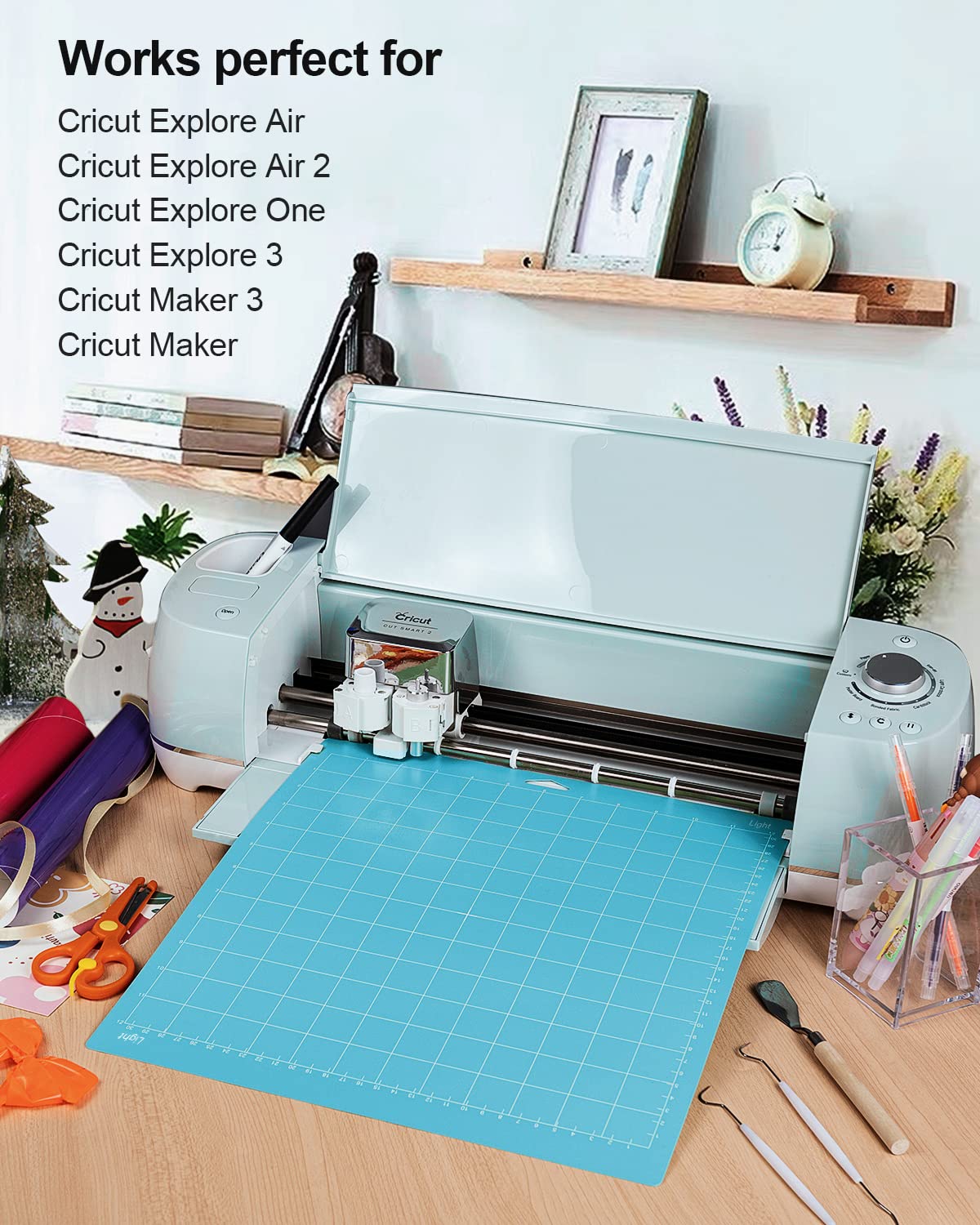 Gwybkq Cutting Mat for Cricut Maker 3/Maker/Explore 3/Air 2/Air/One 12 Pack 12x12 Adhesive Sticky Light Cut Mats Replacement Accessories Quilting Scrapbooking & Stamping Supplies Blue