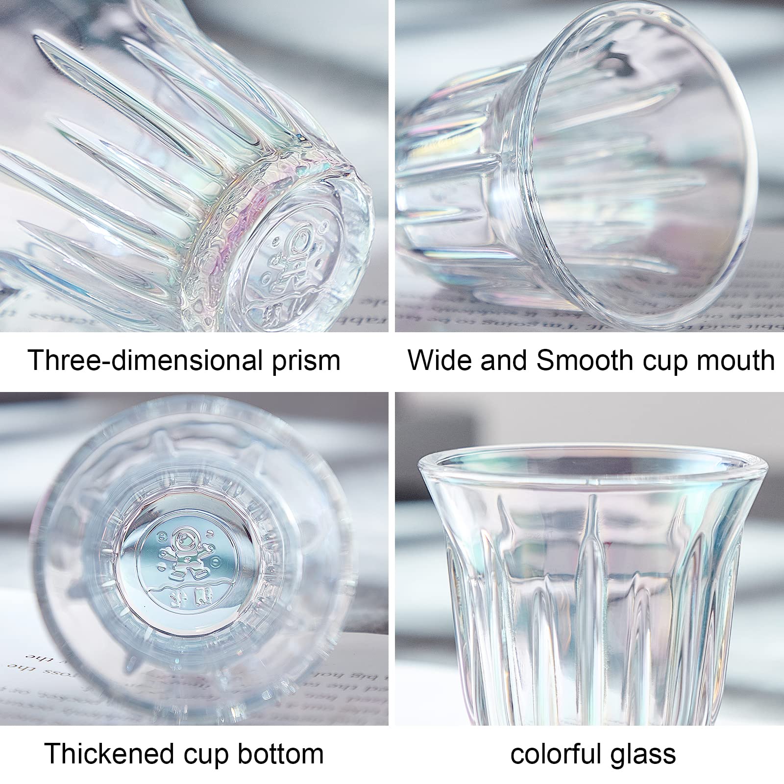 Bincoo Iridescent Glass Coffee Mug Set 2x200ML,Coffee,Latte,Cappuccino,Espresso Glass Cup Heat Resistant, Dishwasher Safe (Set of 2)