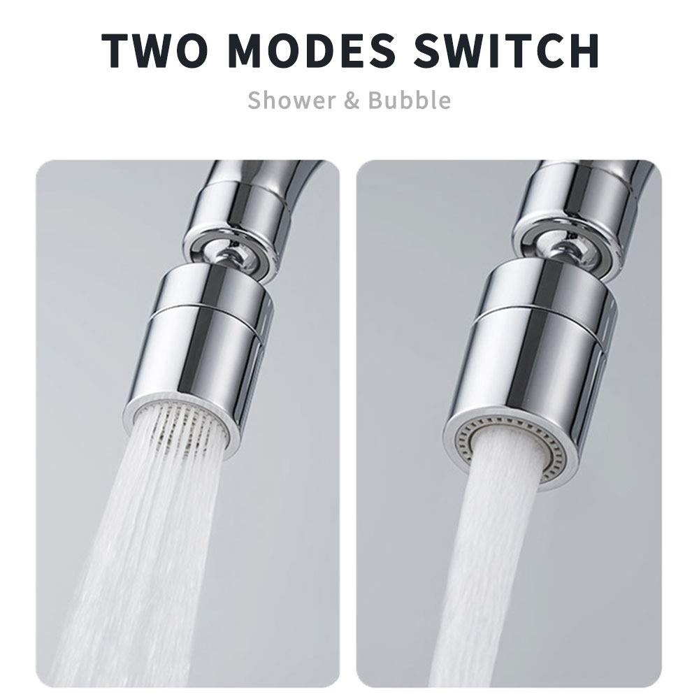 Beymill 2Pcs Faucet Sprayer Attachment Two Brass Ball Kitchen Faucet Head 360 Degrees Rotate Faucet Adapter Aerator (Polished Chrome)