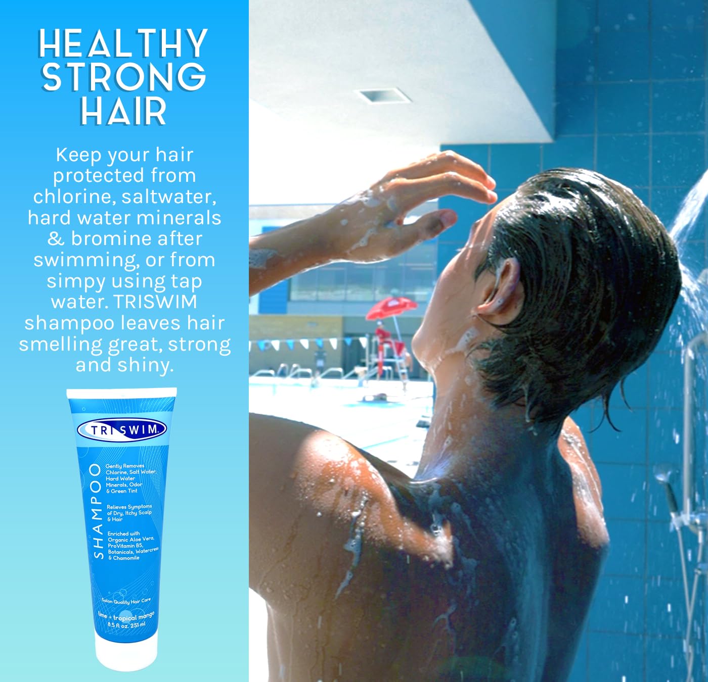 TRISWIM Chlorine Removal Swimmers Shampoo Moisturizing Repairing Hair, 8.5 fl.oz.