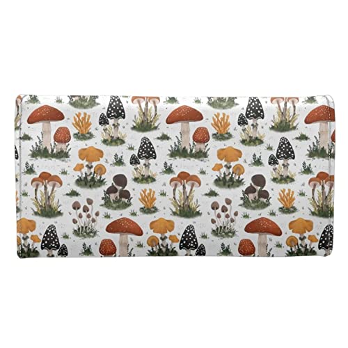 Boatee Cute Mushroom Print Womens Wallet Christmas Zipper PU Leather RFID Blocking Wallet Organizer Credit Card Holder Handbag