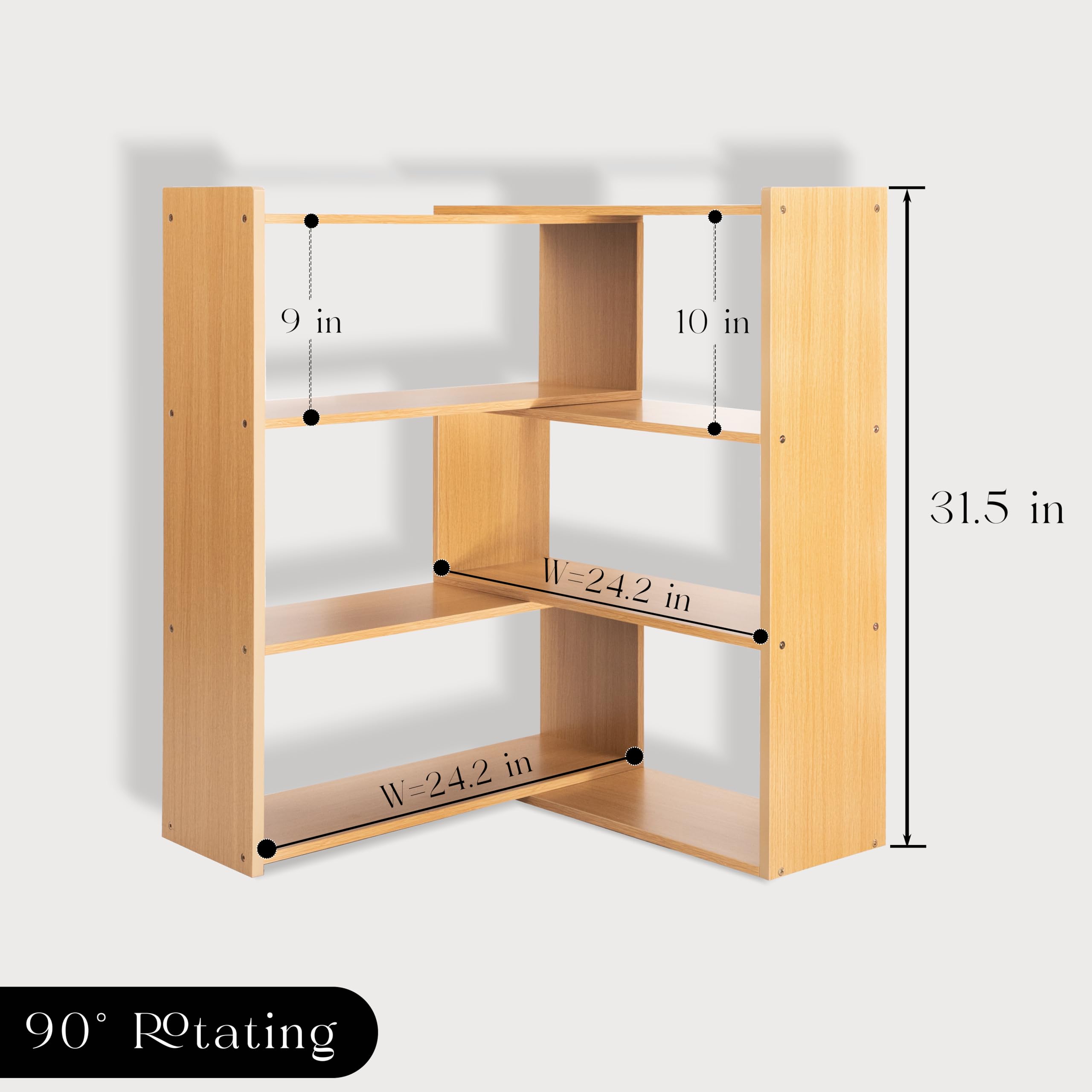 Cmishe 4-Tier Wooden Bookshelf, Expandable 25-47 inch Wide Bookcase, Modern Freestanding Bookcas for Small Space or Corner (Walnut)