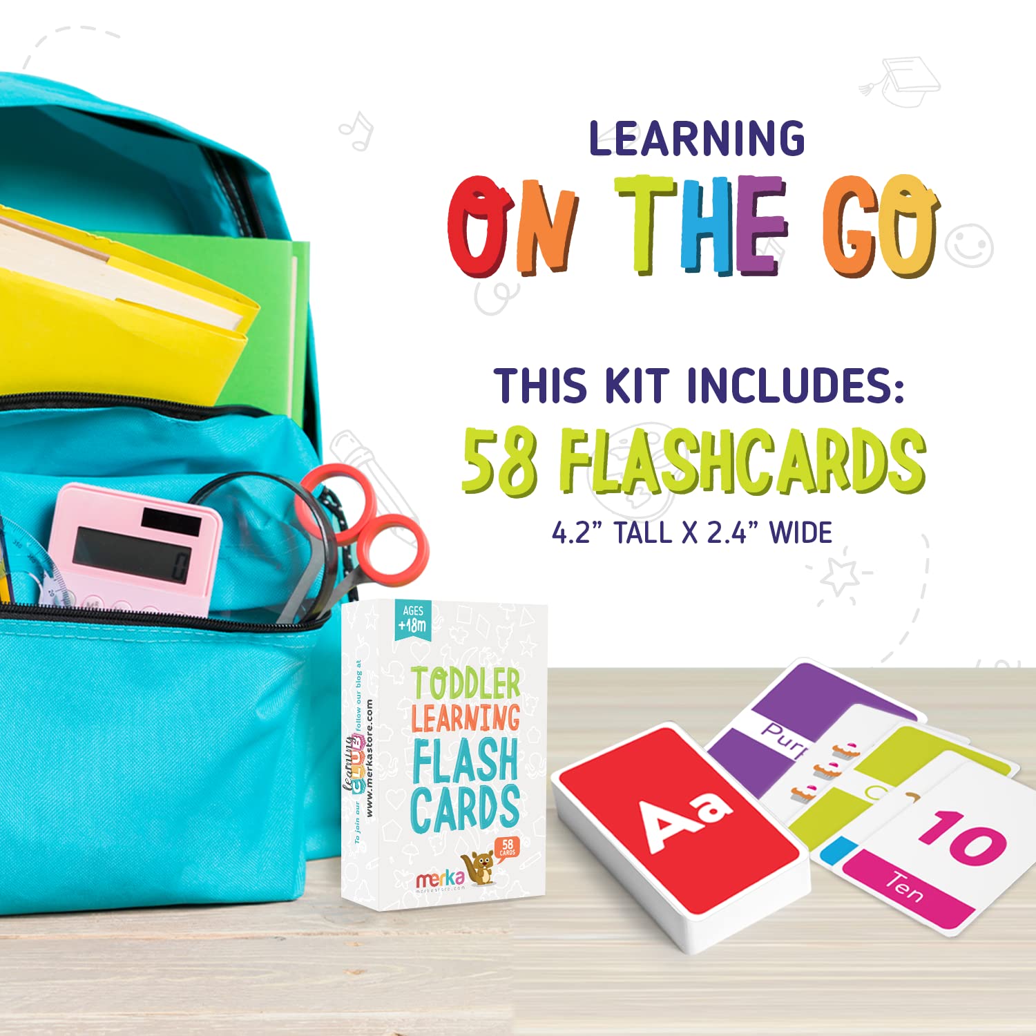 merka Toddler Flash Cards ABC Flash Cards Toddler Learning Flash Cards Preschool Homeschool Curriculum Kit Practice Book Sticker Set and Posters Learning Letters Numbers Shapes and Colors