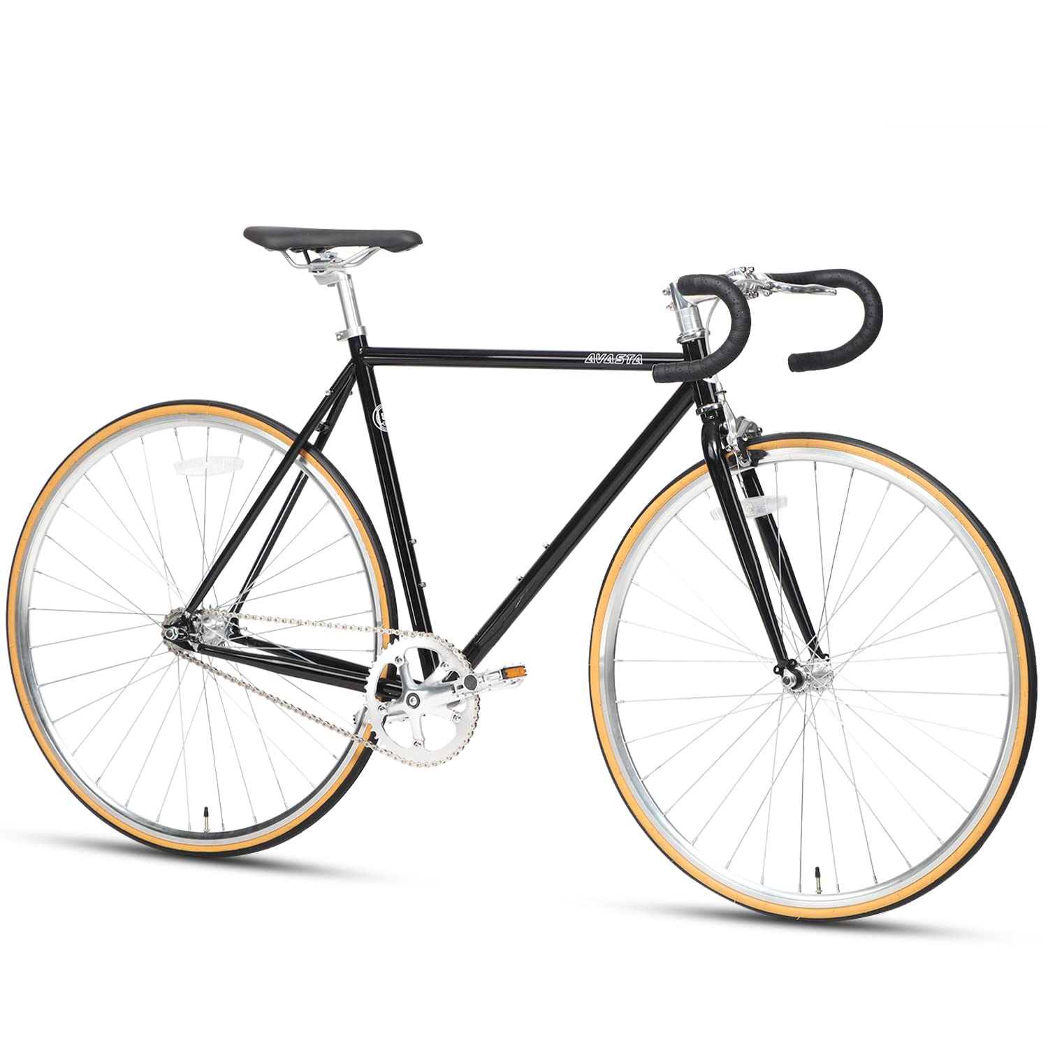 AVASTA Drop DAR Single-Speed Fixed Gear Urban Commuter Fixie Road Bike with Front Brake Lightweight Riding Black 54