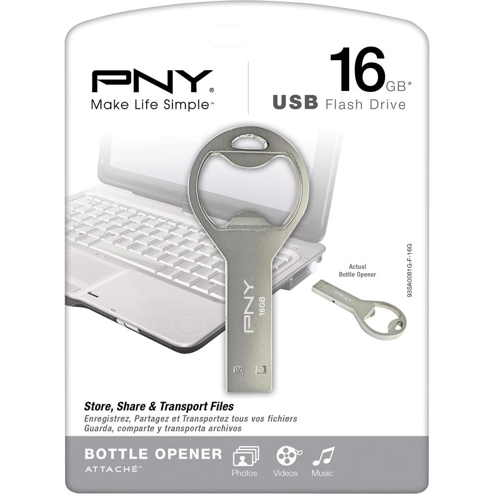PNY 16GB Bottle Opener USB Drive (P-FDU16GBOP-GES3)