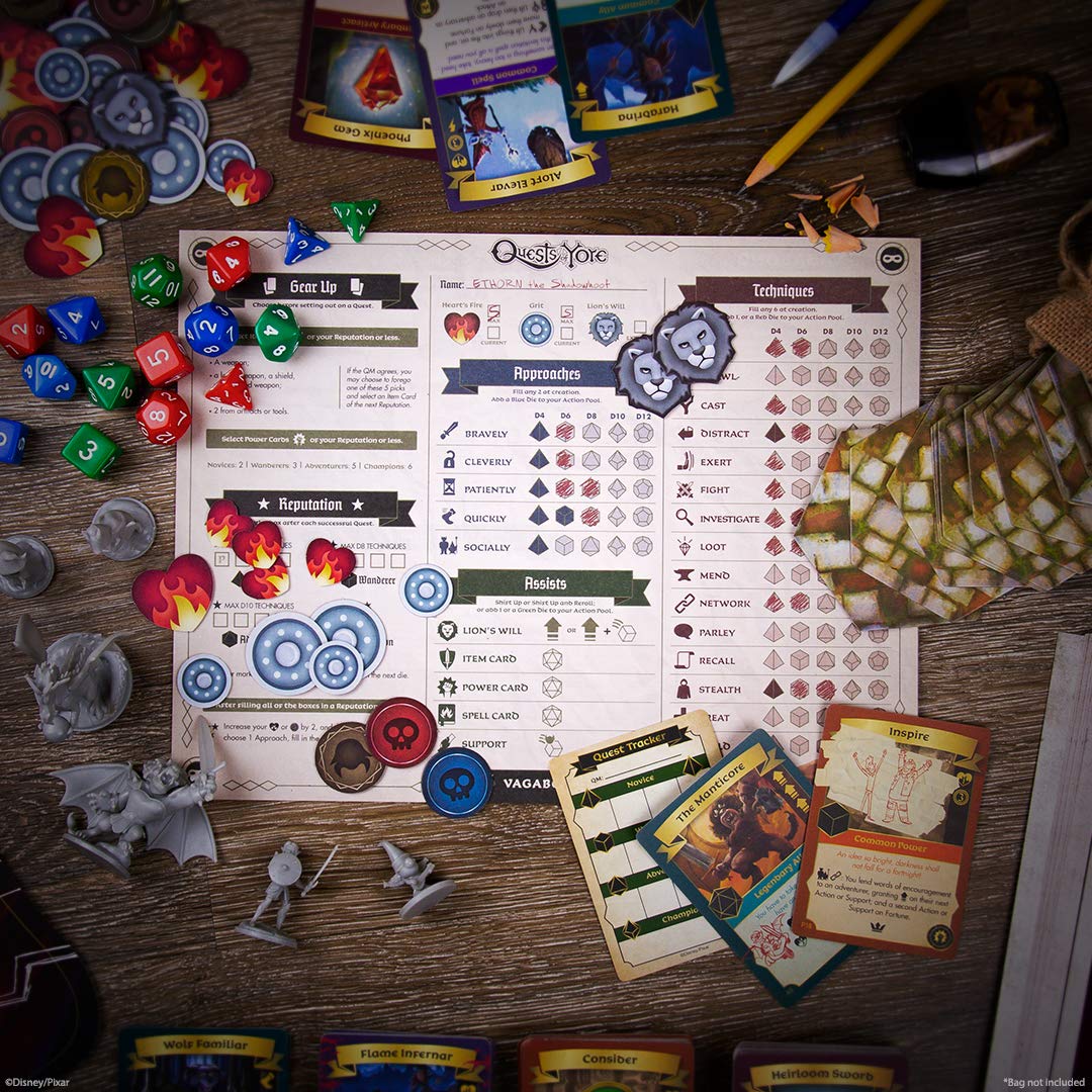 Quests of Yore: Barley's Edition | Role Playing Board Game Featured in Disney Pixar Onward Film | Officially Licensed Pixar Game | Featuring RPG Elements with Quest Master & D4, D6, D8, and D12 Dice