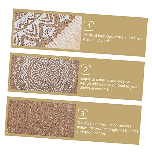 GARVALON 2pcs Tassel Cotton Linen Placemat Jute Placemat Desk Mat for Desktop Nordic Decor Rattan Coaster Pad Rustic Round Kitchen Placemat Personalized Coasters Placemats Tassel Placemats