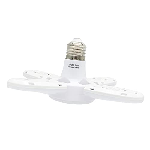 Gawany 1 Pack Mini LED Garage Light, 38W Deformable LED Garage Ceiling Lights with 4 Adjustable Panels, 6000LM 6500K E27/E26 LED Shop Lights for Garages, Workshop,Indoor, Outdoor White 256bu