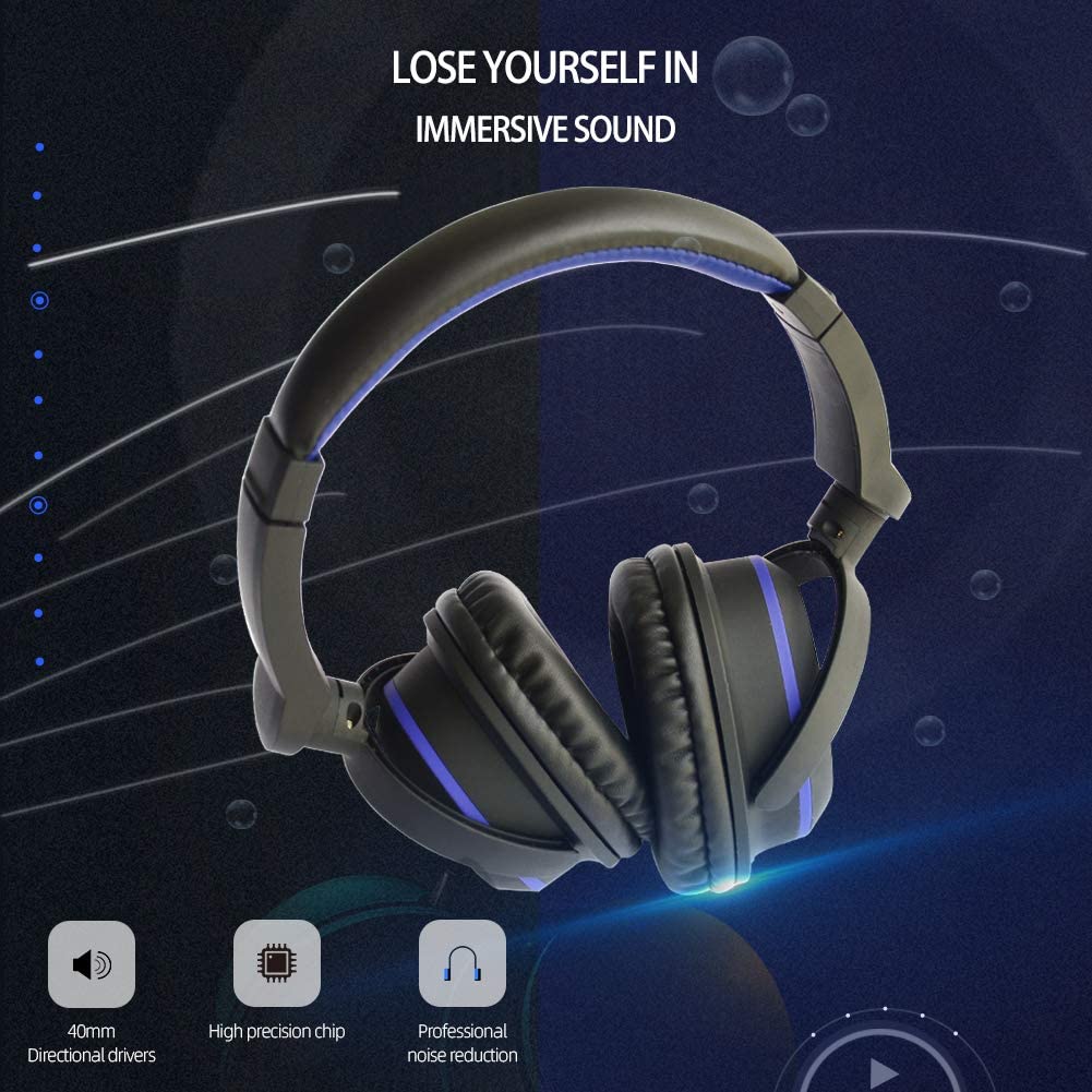 OONOL Gaming Headphones, Rotated Earmuffs, Retractable Microphone, Bass Sound, On Ear Wired Noise Cancelling Headset for PC, PS4, PS5, Xbox One, Switch, Laptop, 3.5MM Jack (Black)