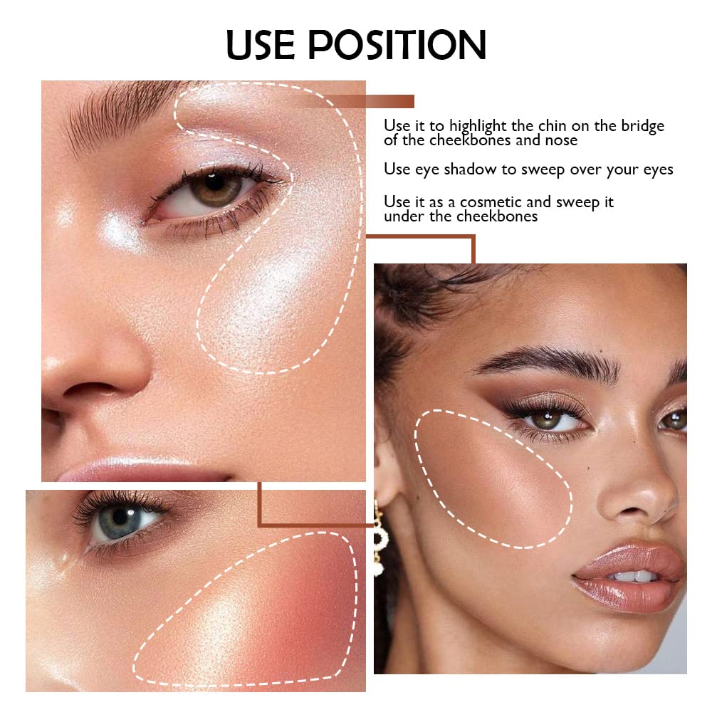 Highlighter Makeup, Highlight Powder Bronze, Bronzer Makeup Matte, iluminadores de maquillaje, Highlighter Palette White Shimmer Blush Bronzer Powder Palette Illuminators 5 Colors