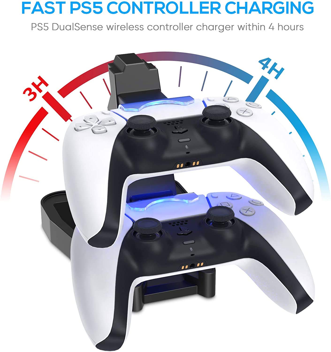 PS5 Controller Charger - Dual Controller Charging Station for PlayStation 5 DualSense with LED Indicator