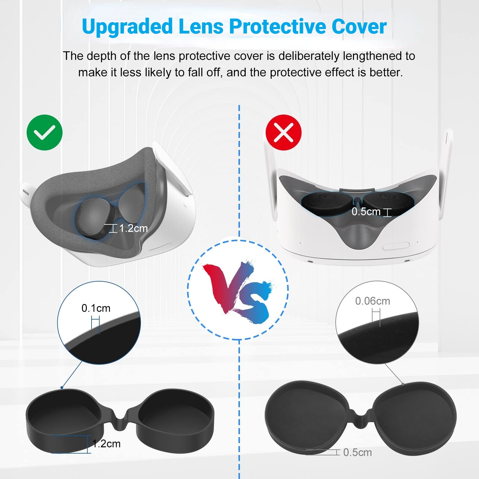Relohas Accessories for Oculus/Meta Quest 2, Touch Controller Grip Cover, Front Face Protector Cover, Silicone Face Cover with Lens Protective Cover, Protect Your VR in All Aspects(4PCS, Black)