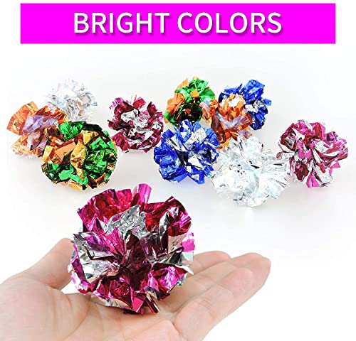HAICHEN TEC 11 Pack Ferret Toys Set - Mylar Crinkle Balls Hollow Sound Toy with Bell Interactive Exercise Scratch Play Chasing Chewing Toys Random Color for Indoor Pet Ferret Cat Kittens (11 Pack)