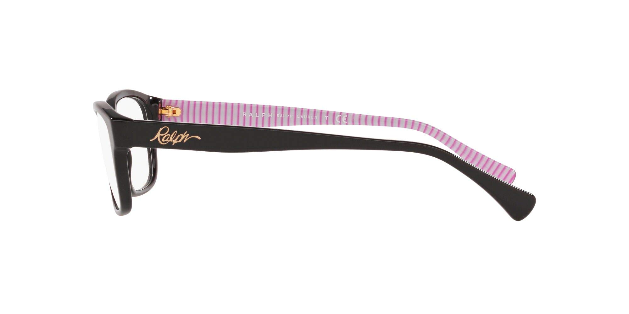 Ralph by Ralph Lauren Women's RA7108 Rectangular Prescription Eyewear Frames, Shiny Black Glitter/Demo Lens, 52 mm