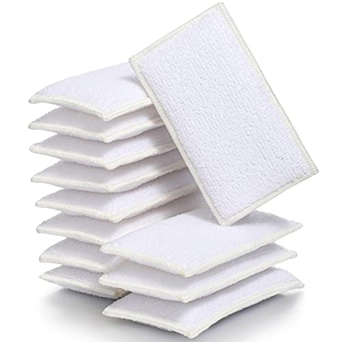 Gandeer 12 Pcs Interior Scrubbing Sponge for Leather Plastic Car Microfiber Kitchen Sponge Household Cleaning Sponges Double Sided Dish Sponge Cleaning Kit, White