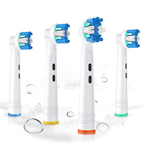 BUKURII Replacement Toothbrush Heads Compatible with Braun Electric Toothbrushes, 4pcs, Round Head for Vitality, for Pro Series, Refills for Type 3756 3765 4729 DB4010 etc